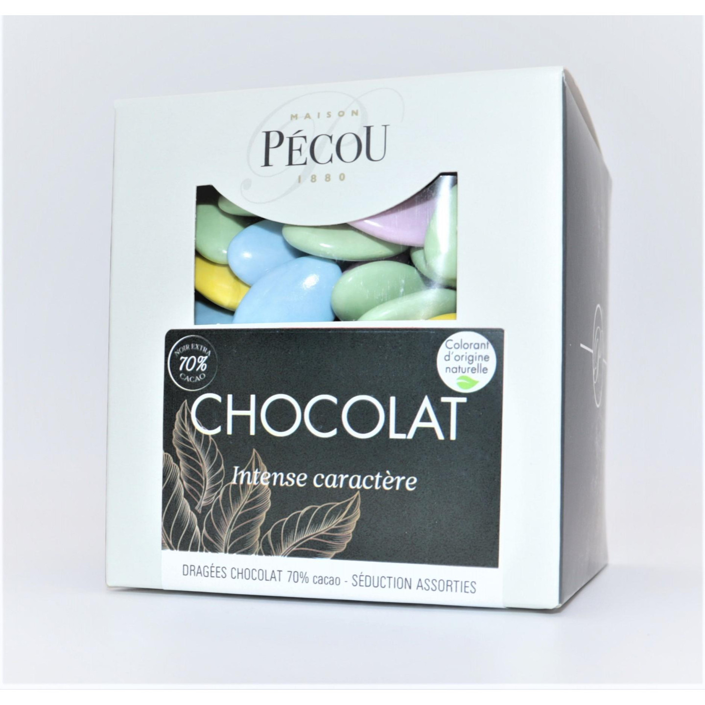 Dragées chocolat couleurs assorties boîte de 500g - Pécou