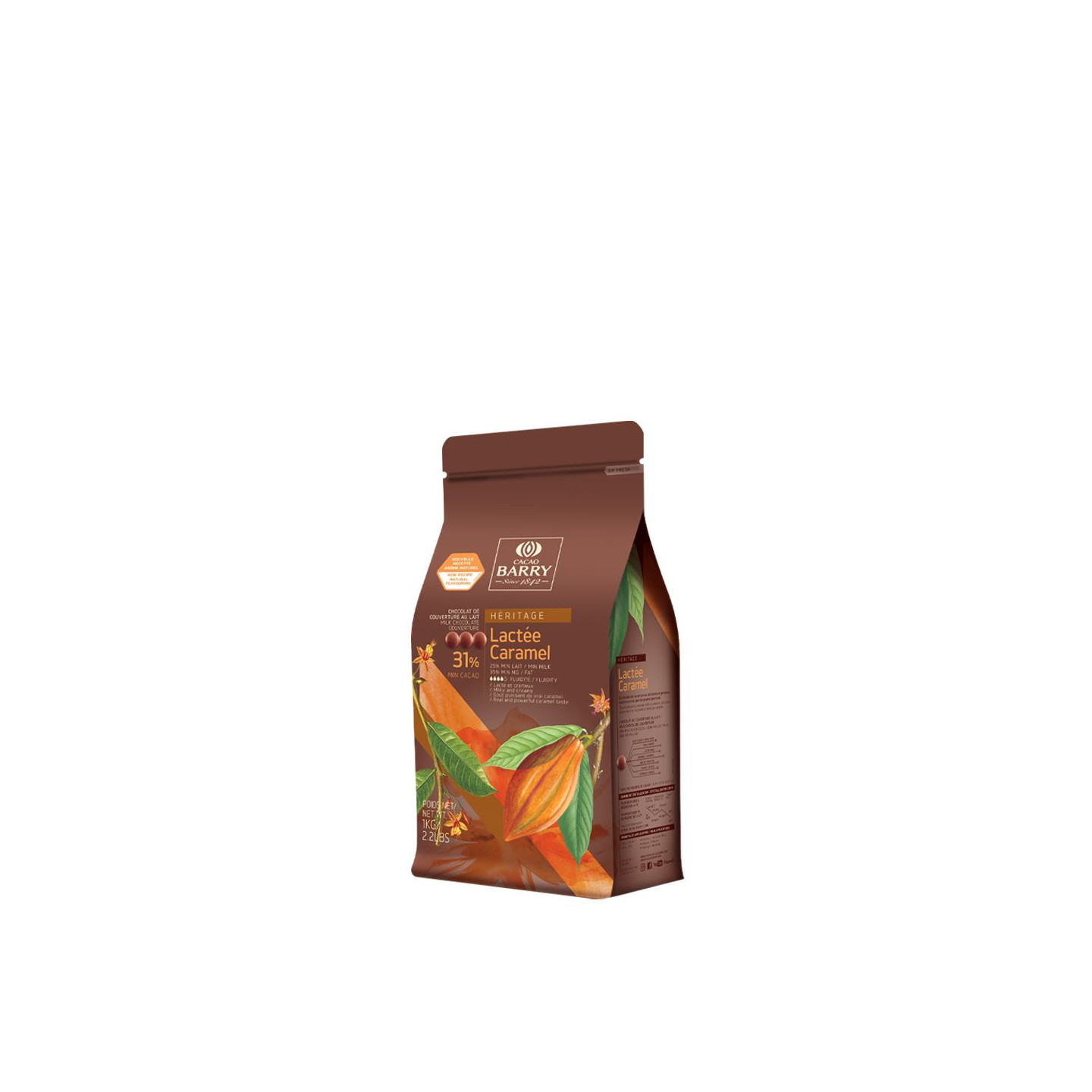 Chocolat couverture lacté caramel Cacao Barry 1 kg